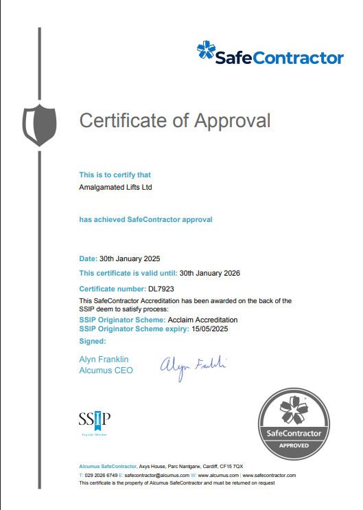 Accreditations « Amalgamated Lifts